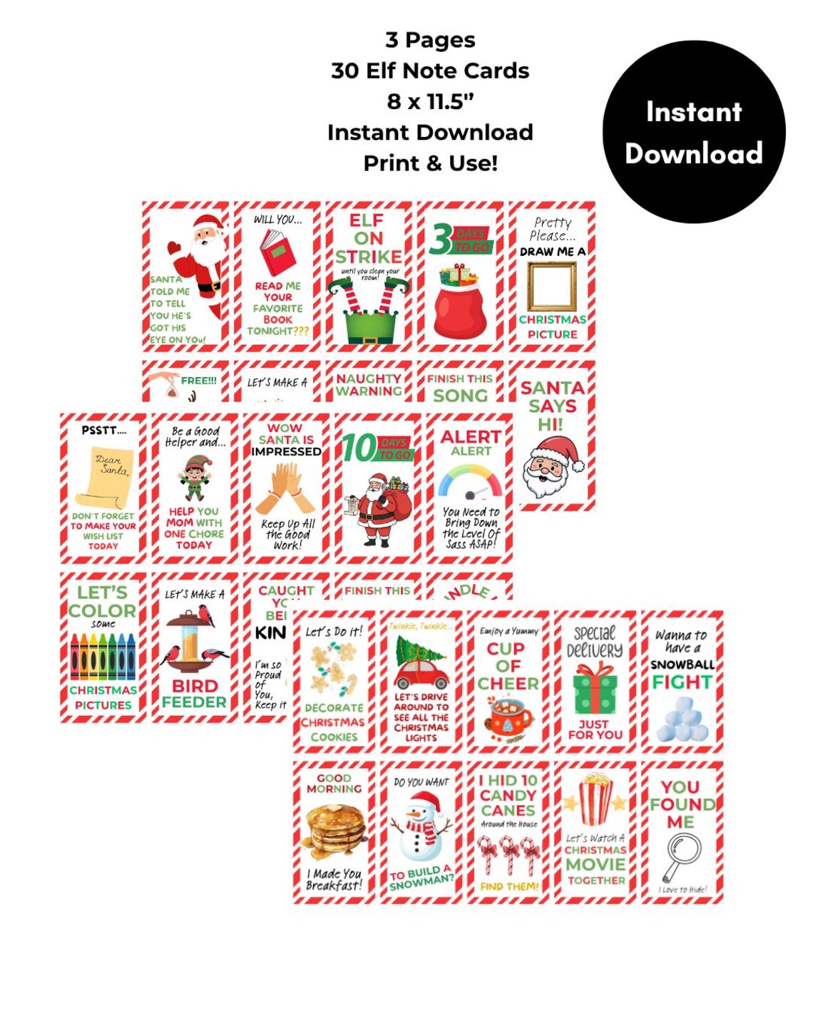 Elf Notes Cards Printable, Mini Elf Note, Elves Santa Christmas Party ...