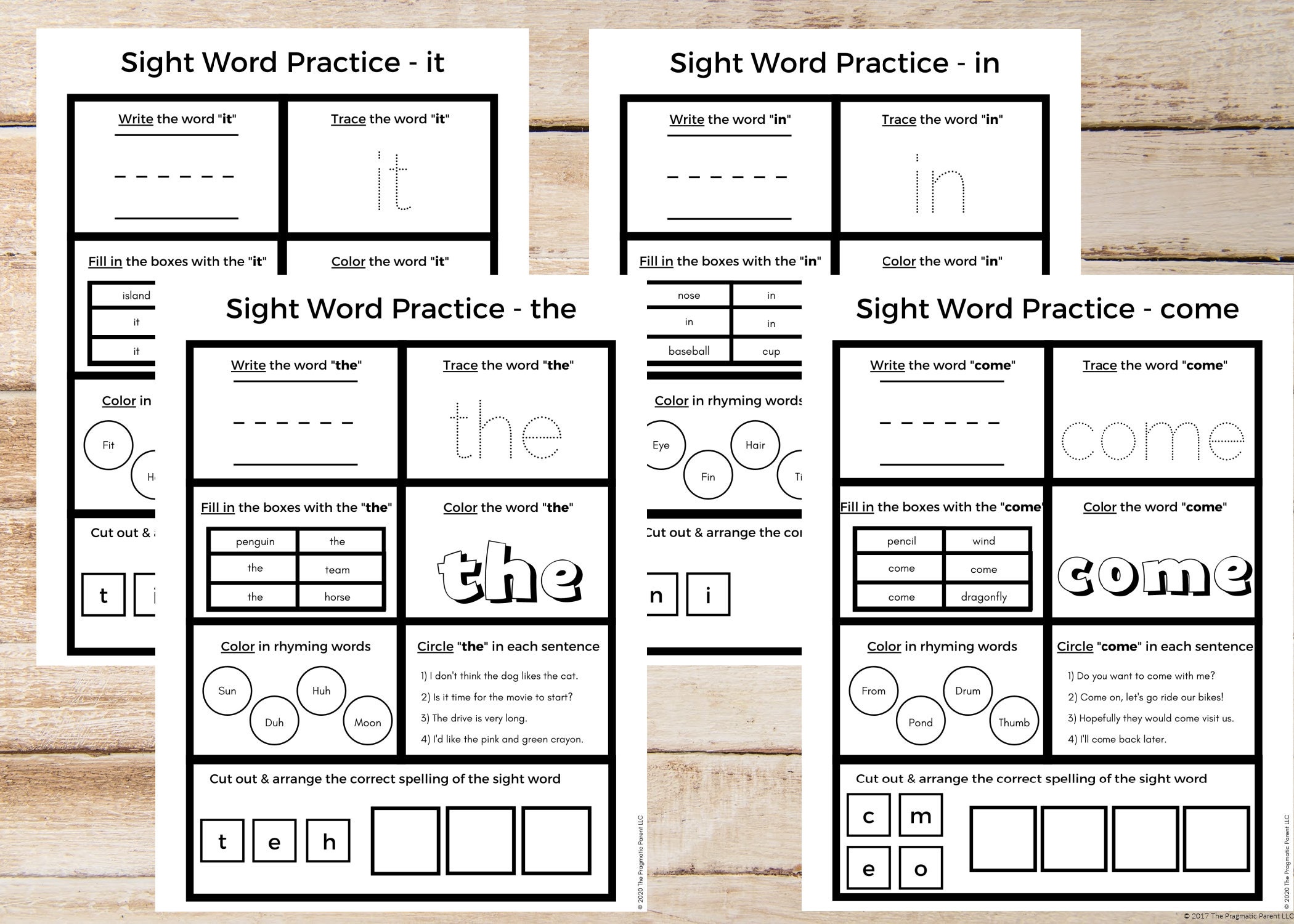 22 Kindergarten Sight Word Practice Worksheets, CVC Words, Learning to ...