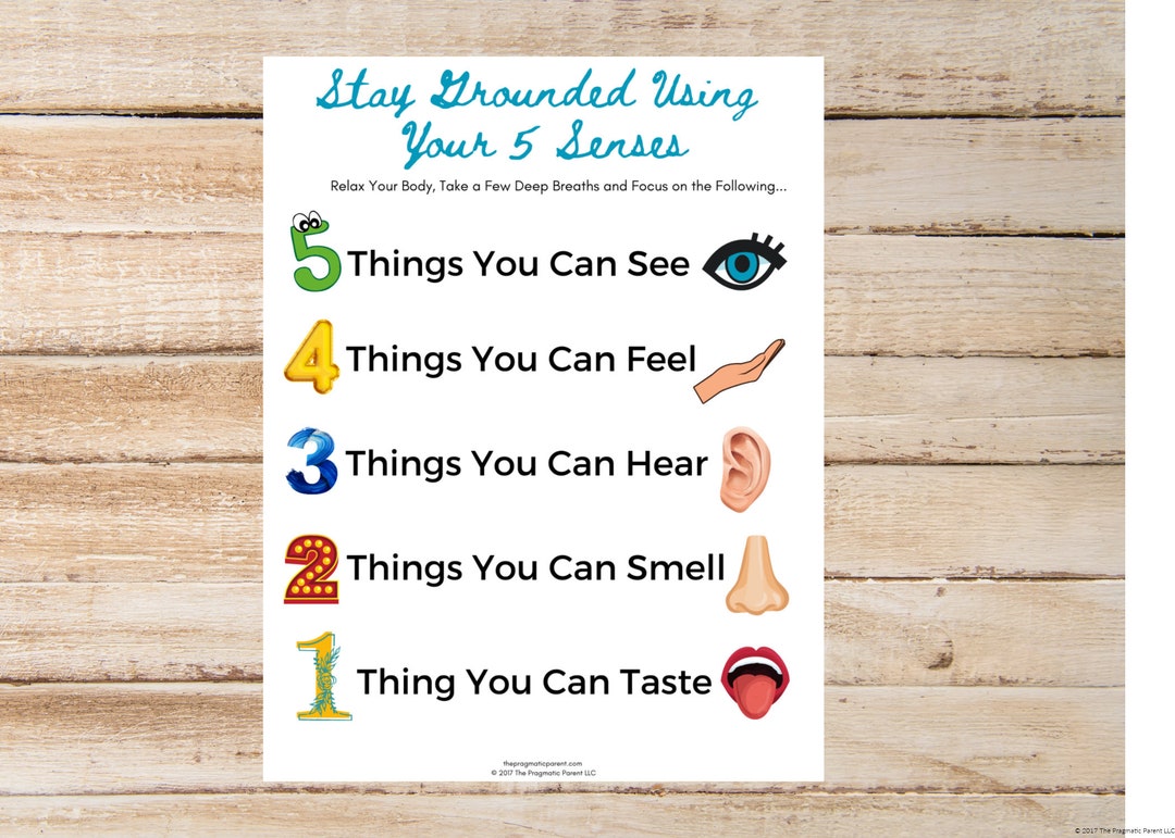 Grounding Poster for Anxious Kids, Help Kids Calm Down With Grounding ...