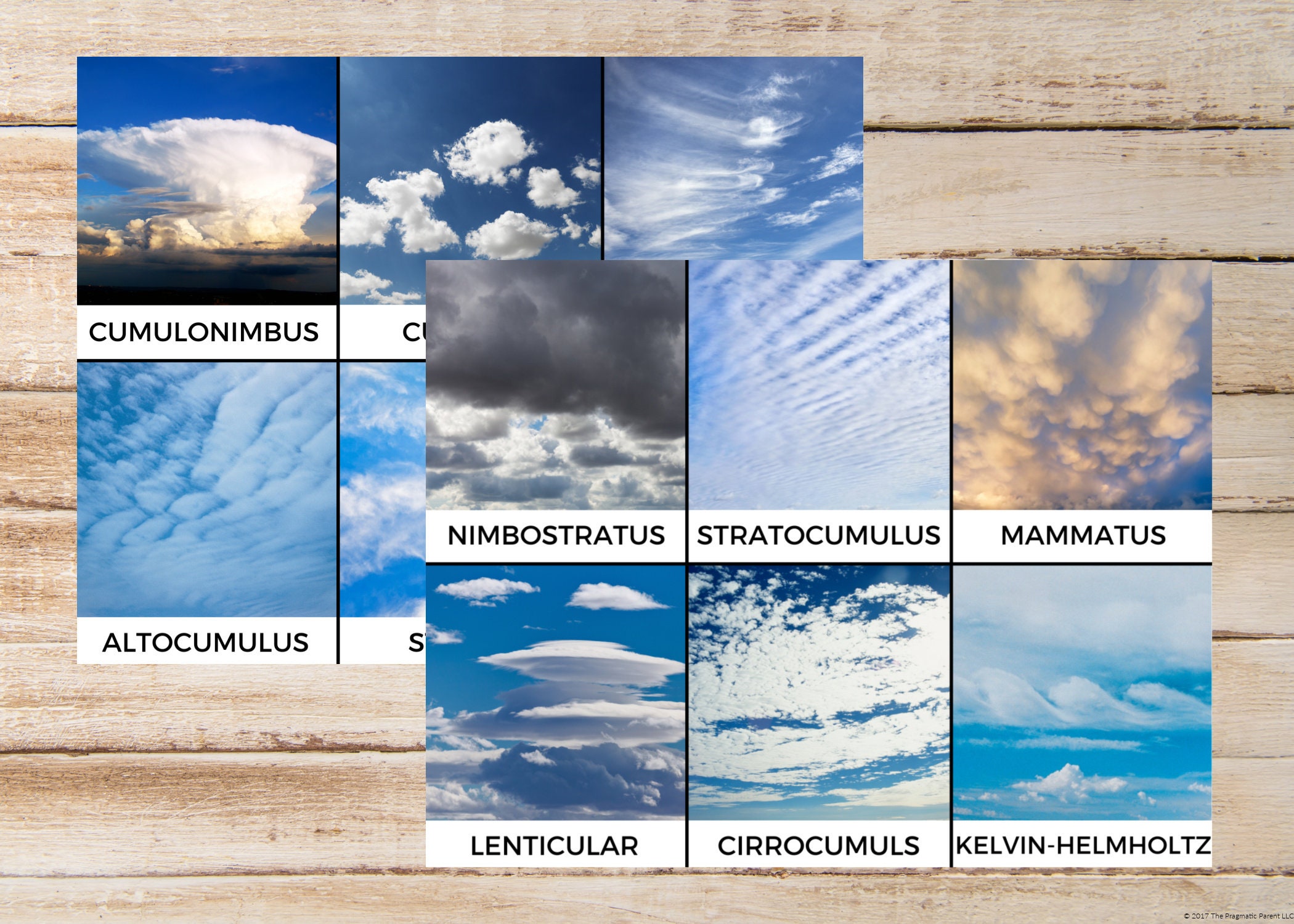 12 Cloud Type 3-part Montessori Cards, Cloud Cards for Kids, Cloud ...