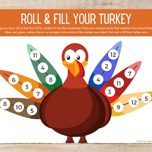 Thanksgiving Printable, Roll A Turkey, Thanksgiving Activity, Kids ...