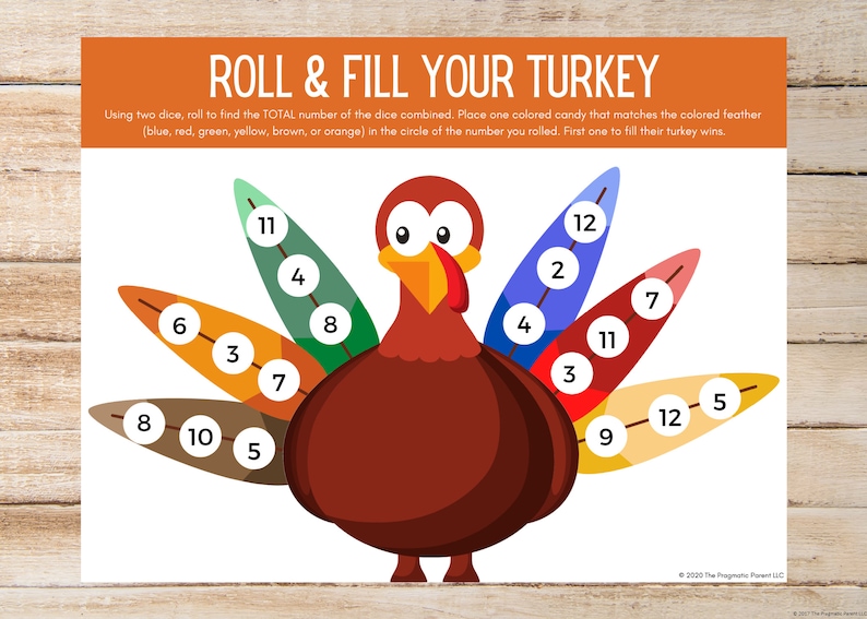 Thanksgiving Printable, Roll A Turkey, Thanksgiving Activity, Kids ...