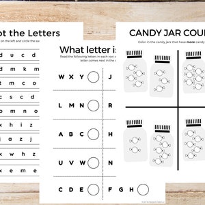 20 Prek / Kindergarten Worksheet Set - Shapes, Rhyming Words, Beginning ...