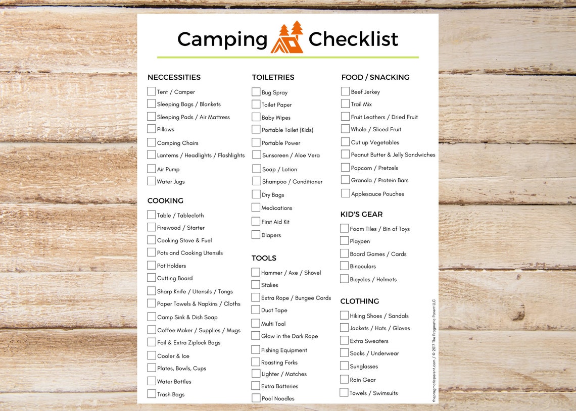 Camping Checklist, Camping List, Packing List for Camping, Camping Pack ...
