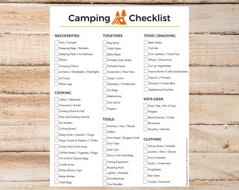 Camping With Kids Packing List - Etsy