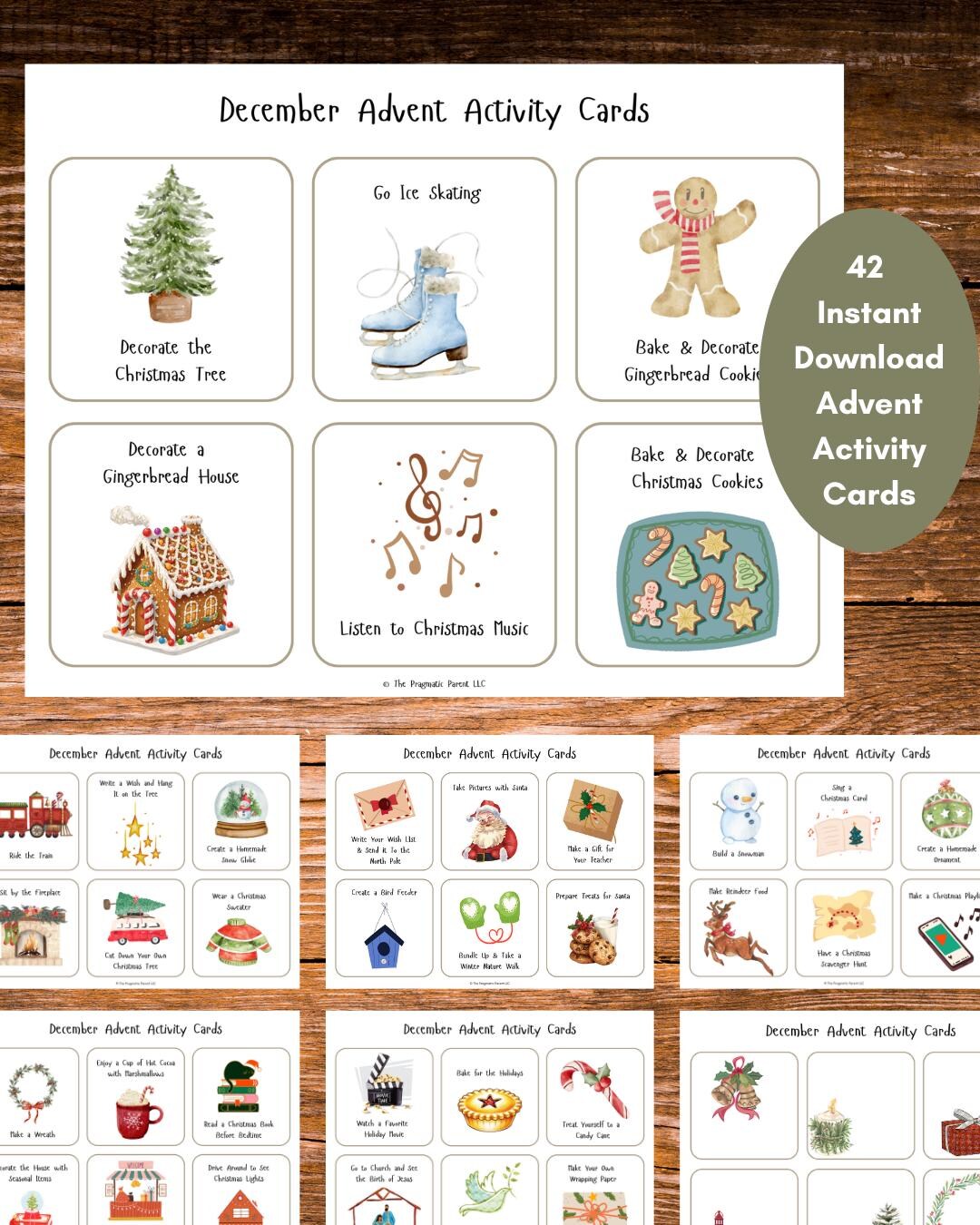 54 Christmas Advent Activity Cards, DIY Advent Calendar, Instant ...