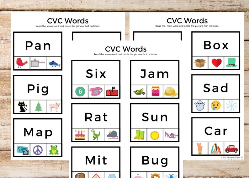 CVC Word Cards, Learning to Read, Kindergarten Worksheet, Homeschool ...
