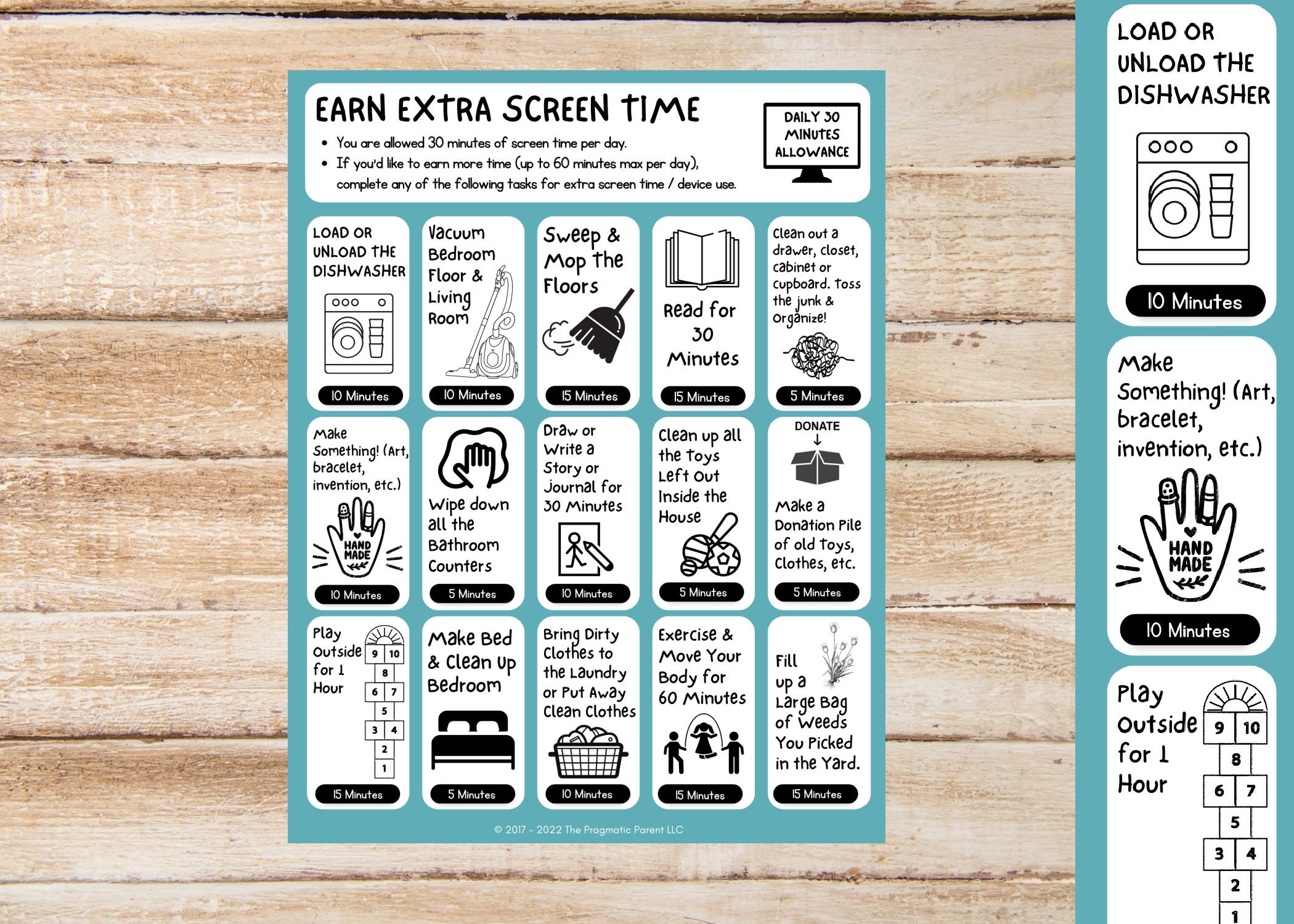 Earn Screen Time Chart, Screentime Rules, Kids Responsibility Chart ...