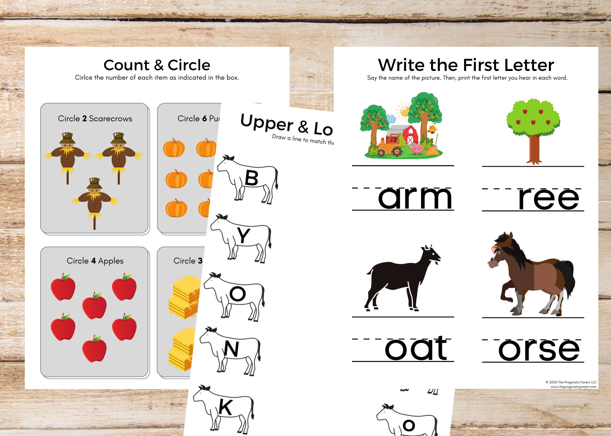 15 Farm Prek / Kindergarten Worksheets Beginning Math, Learn to Count ...