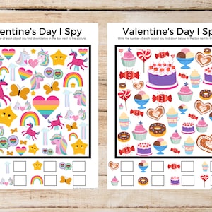 Valentine's Day I Spy Printable Activity Sheets, I Spy for Kids, I Spy ...