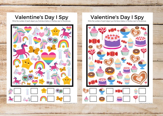 Valentine's Day I Spy Printable Activity Sheets I Spy for - Etsy