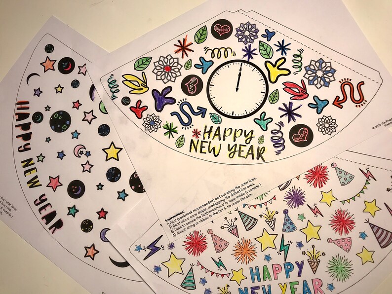 3 New Years Eve Kid's Party Hats, Printable Kids New Years Hats, Kids ...