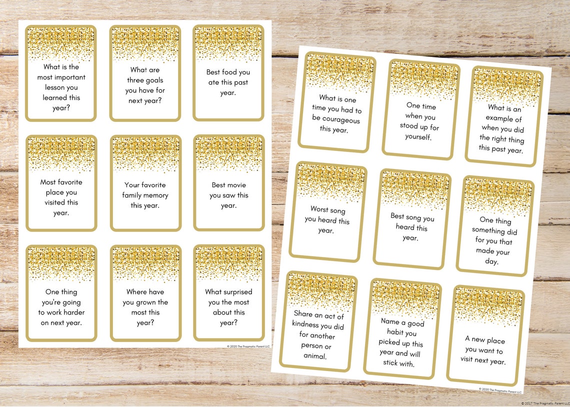 36 New Year's Reflection Cards, Conversation Cards, Family Conversation ...