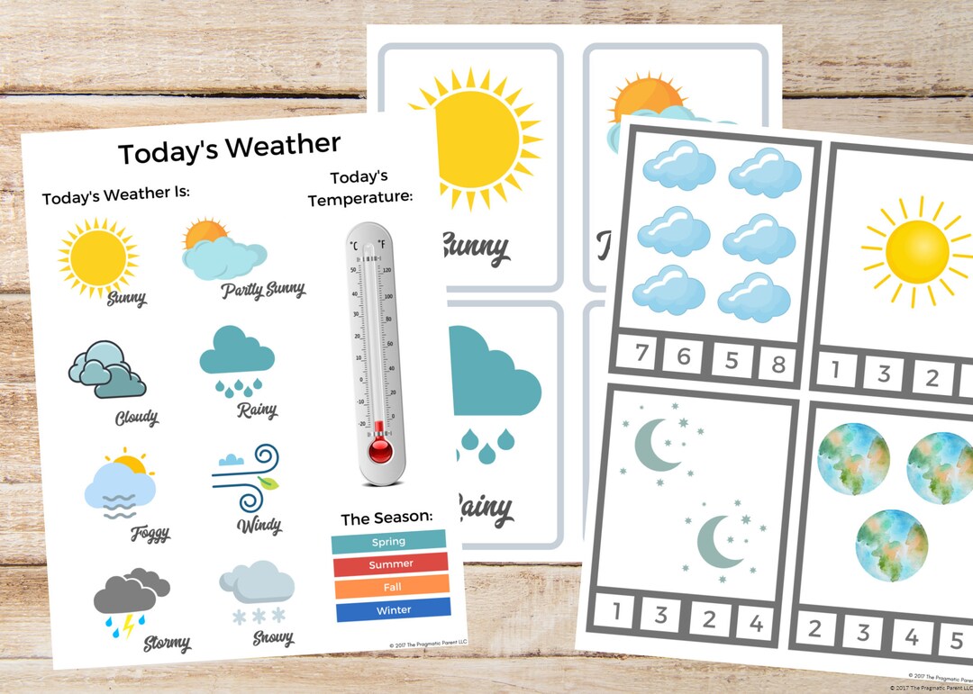 Weather Printable BUNDLE, Homeschool Kids Printables, Today's Weather ...