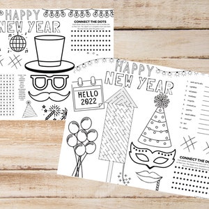 2 New Years Eve Kid's Placemat & Activity Sheets kids new | Etsy