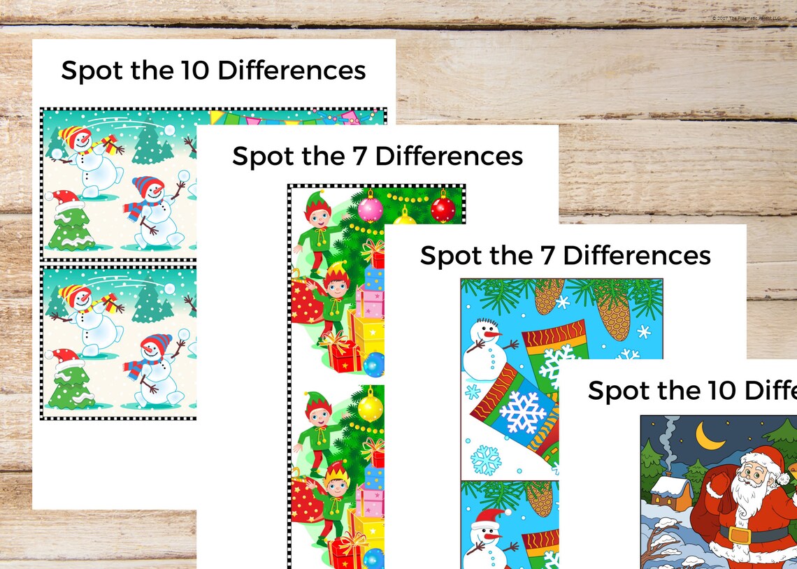 7 Holiday Spot the Difference Game for Kids, Kids Activity Sheet, Fun ...