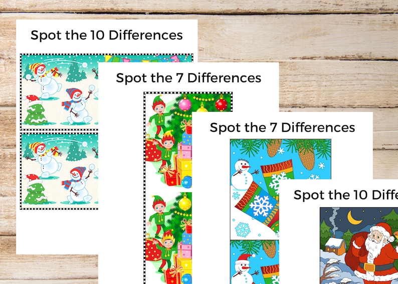 7 Holiday Spot the Difference Game for Kids, Kids Activity Sheet, Fun ...