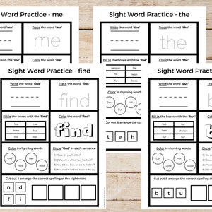22 Kindergarten Sight Word Practice Worksheets, CVC Words, Learning to ...