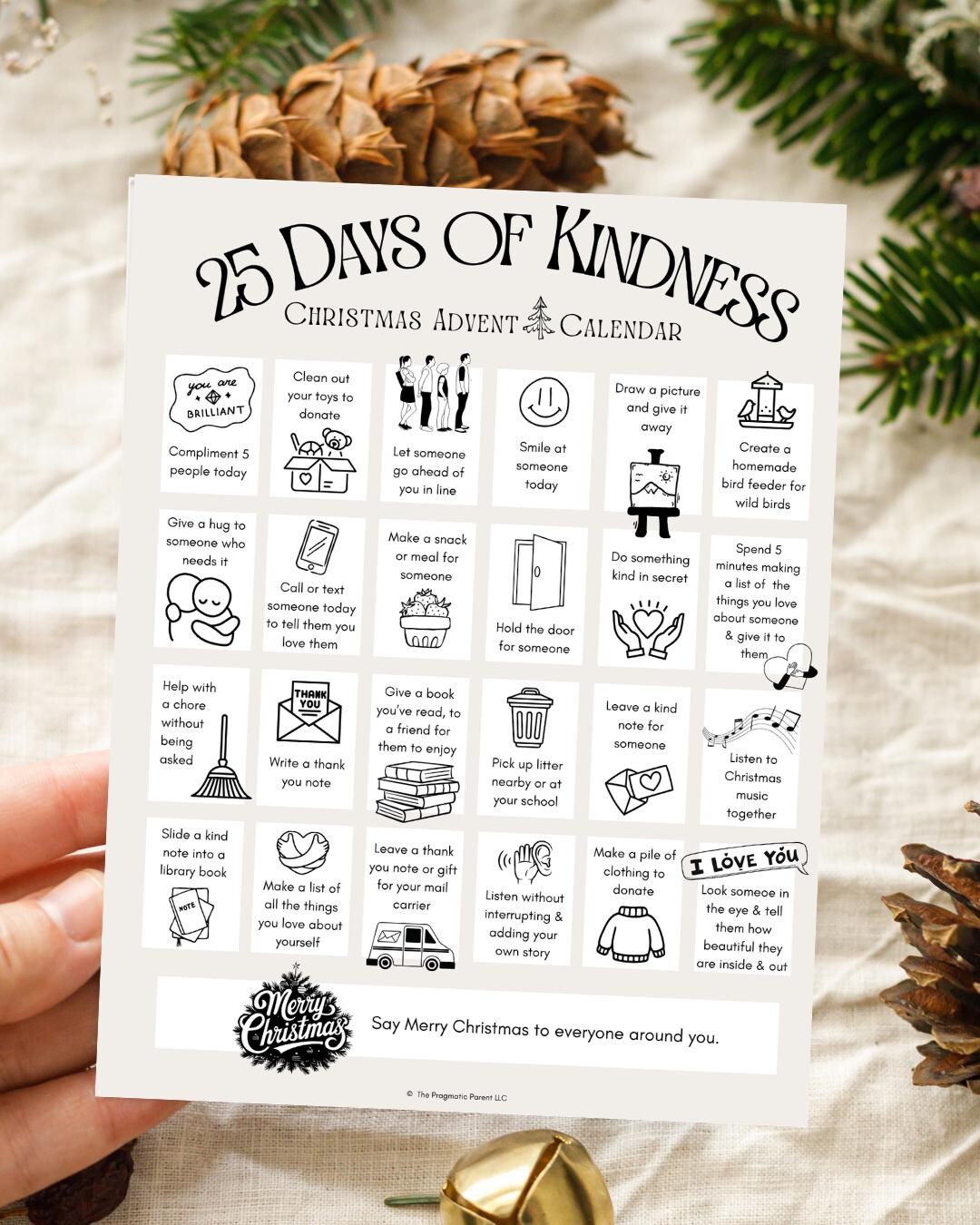 Kindness Advent Calendar 25 Days of Acts of Kindness Christmas ...