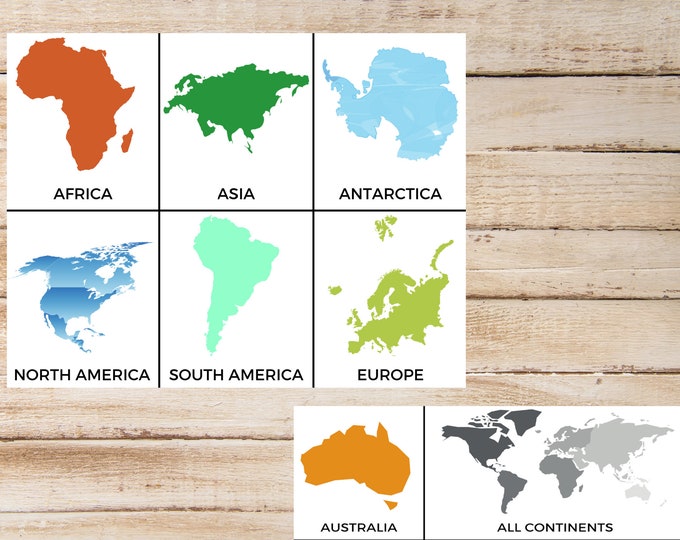 CONTINENTS Montessori Three-part Cards - Etsy Canada