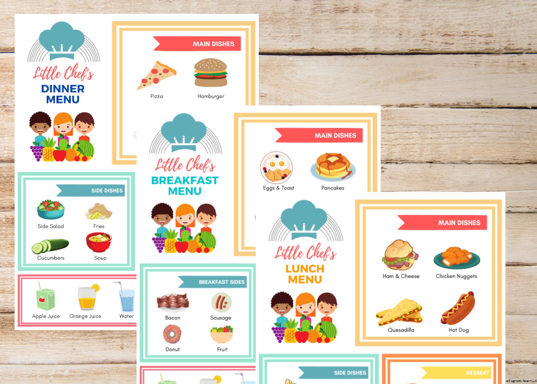 Pretend Play Menus, Kids Play Menus, Kids Kitchen Play Menus, Pretend ...