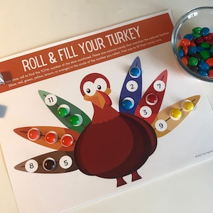 Thanksgiving Printable, Roll A Turkey, Thanksgiving Activity, Kids ...