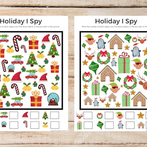 4 Holiday I Spy Printable Activity Sheets, I Spy Kids, I Spy Printable ...