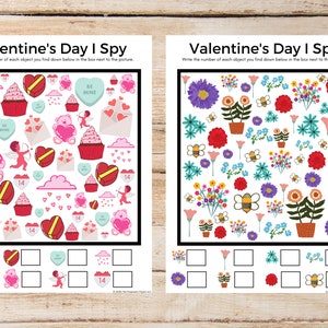 Valentine's Day I Spy Printable Activity Sheets, I Spy for Kids, I Spy ...