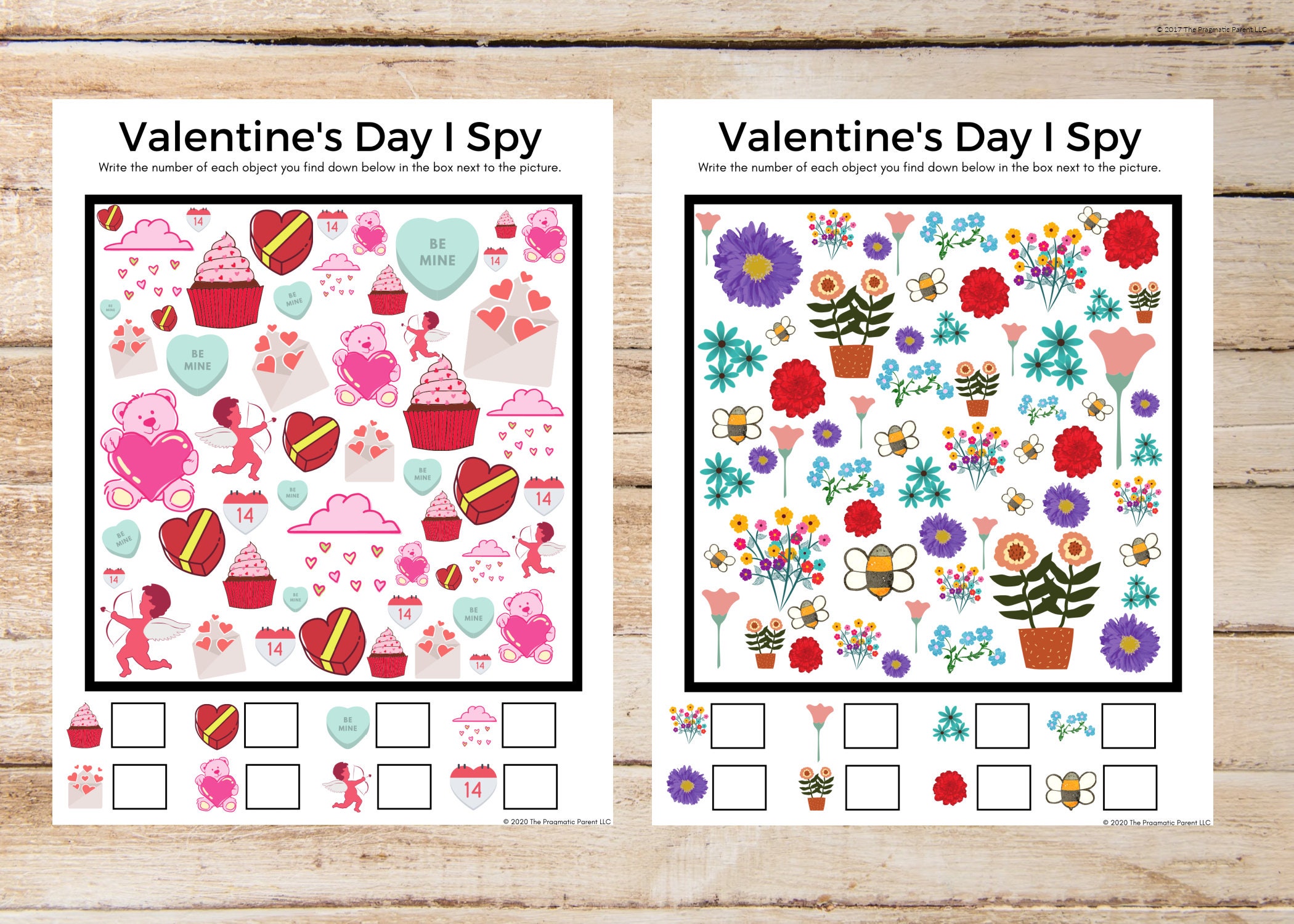 Valentine's Day I Spy Printable Activity Sheets, I Spy for Kids, I Spy ...