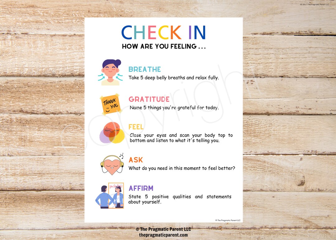 Check in With Your Emotions Poster, Calm Kids Printable, Self Regulate ...