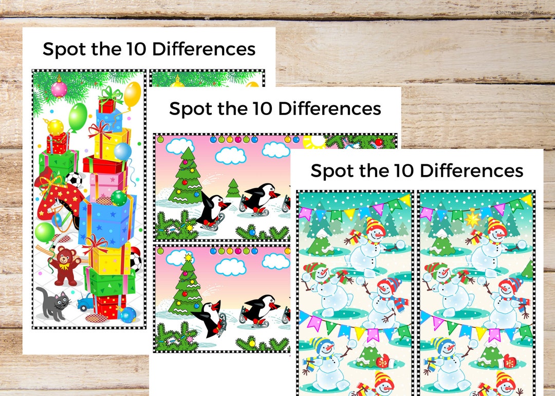 7 Holiday Spot the Difference Game for Kids, Kids Activity Sheet, Fun ...