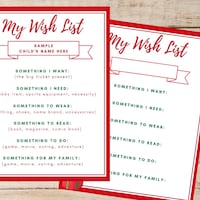 Christmas Wish List Writing Templates for Kids, Santa Wishlist Pages ...