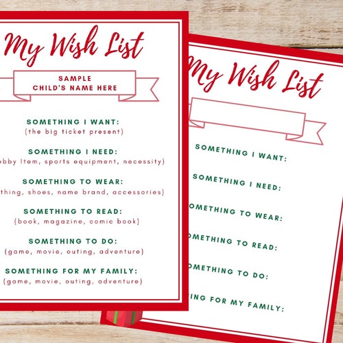 Christmas Wish List Printable Printable Christmas Wish List - Etsy