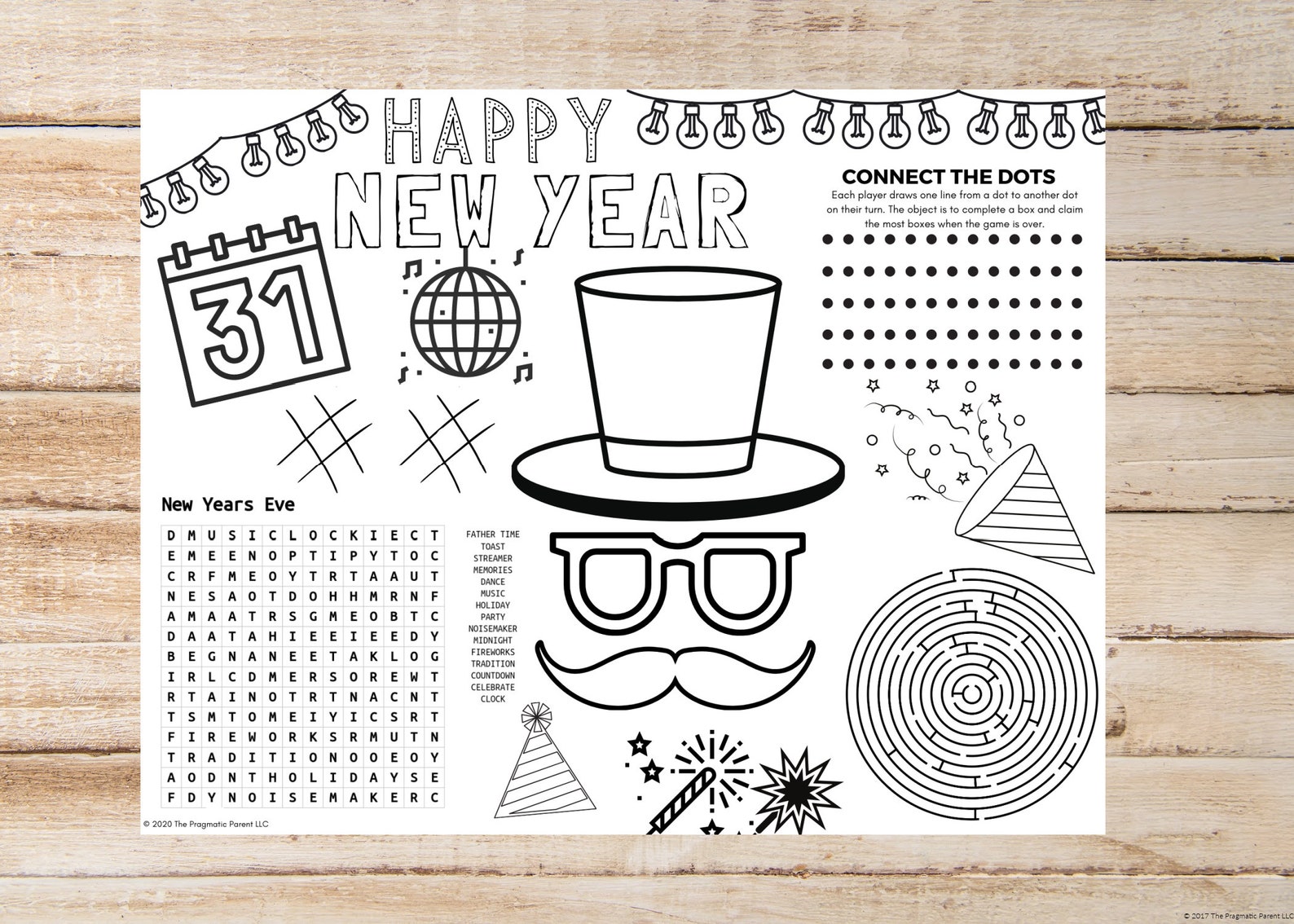 2 New Years Eve Kid's Placemat & Activity Sheets Kids New - Etsy
