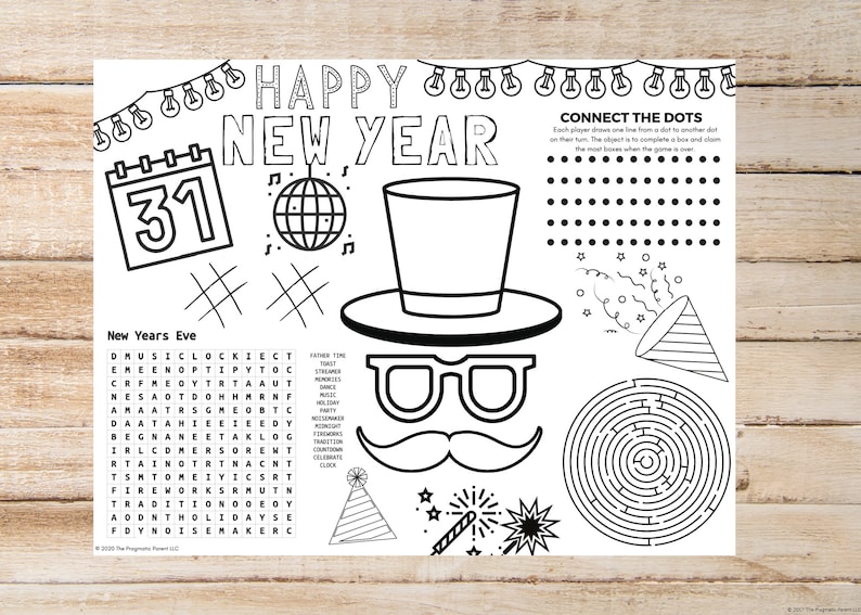 2 New Years Eve Kid's Placemat & Activity Sheets Kids New - Etsy