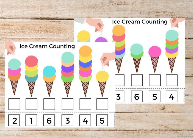 Ice Cream Counting Worksheets, Learning to Count, Kindergarten ...
