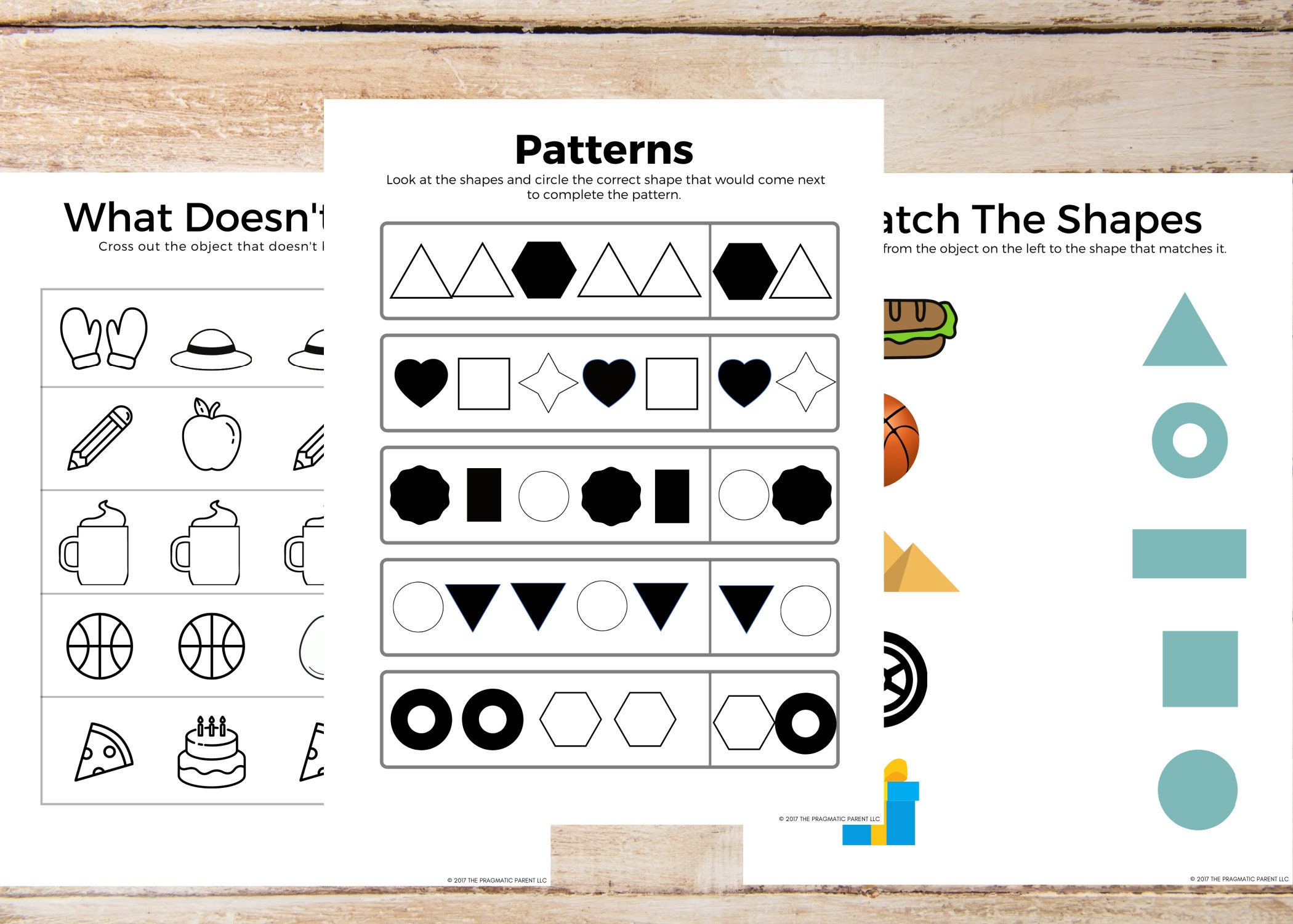 20 Prek / Kindergarten Worksheet Set - Shapes, Rhyming Words, Beginning ...