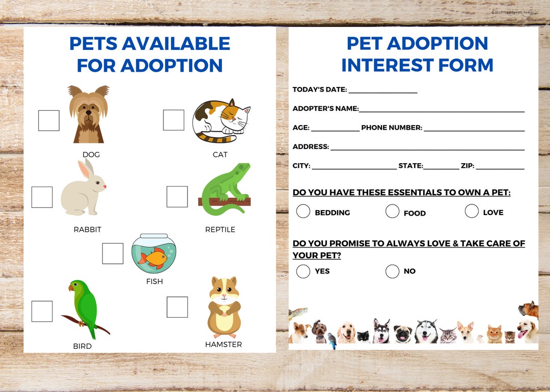 Pet Adoption Pretend Play Kit, Animal Adoption, Pretend Play, Kids ...