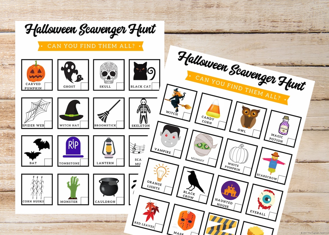 2 Halloween Scavenger Hunts, Indoor Activity for Kids, Scavenger Hunt ...