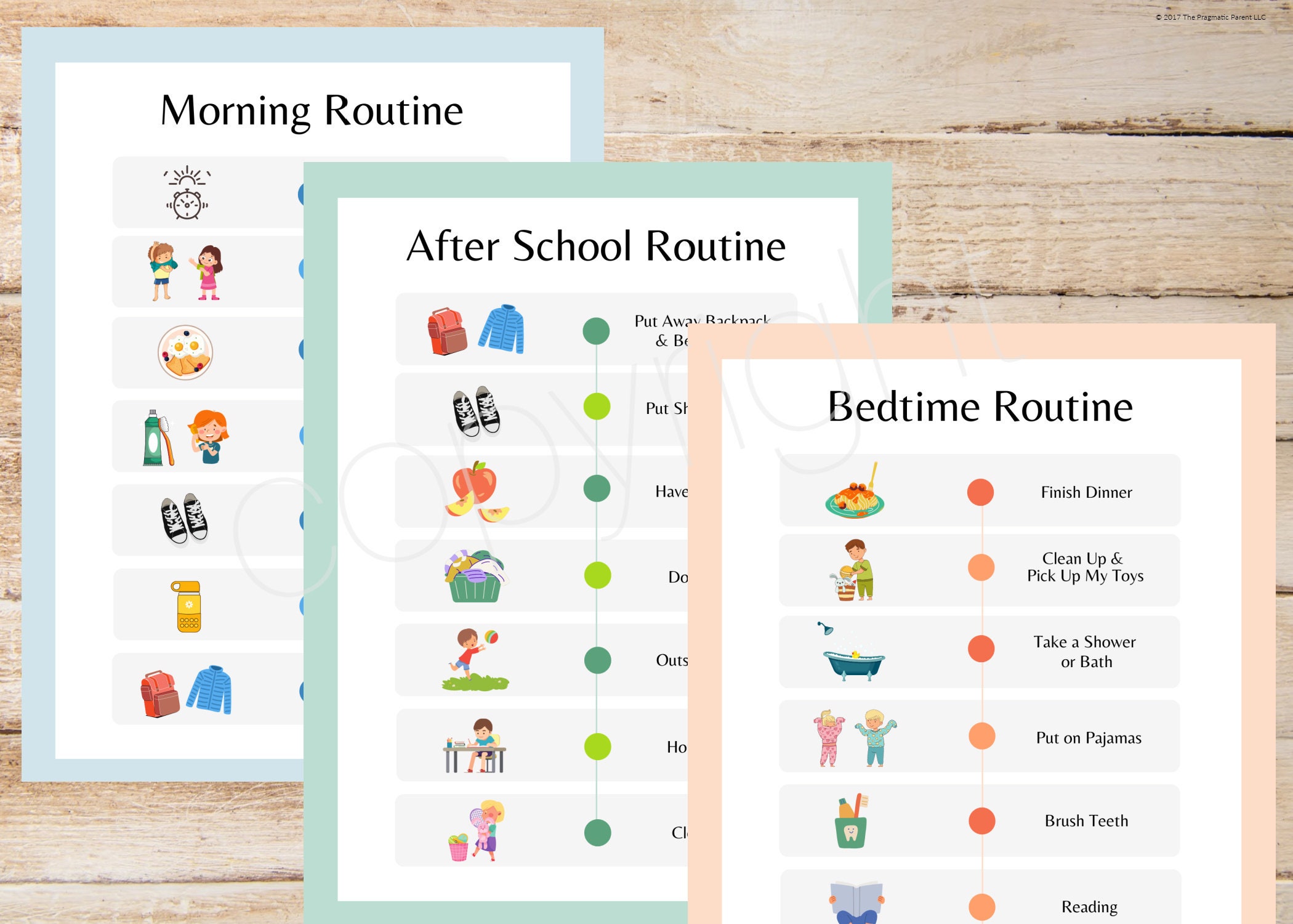 3 Routine Chart Set - Morning, After School, Evening Routine Charts ...