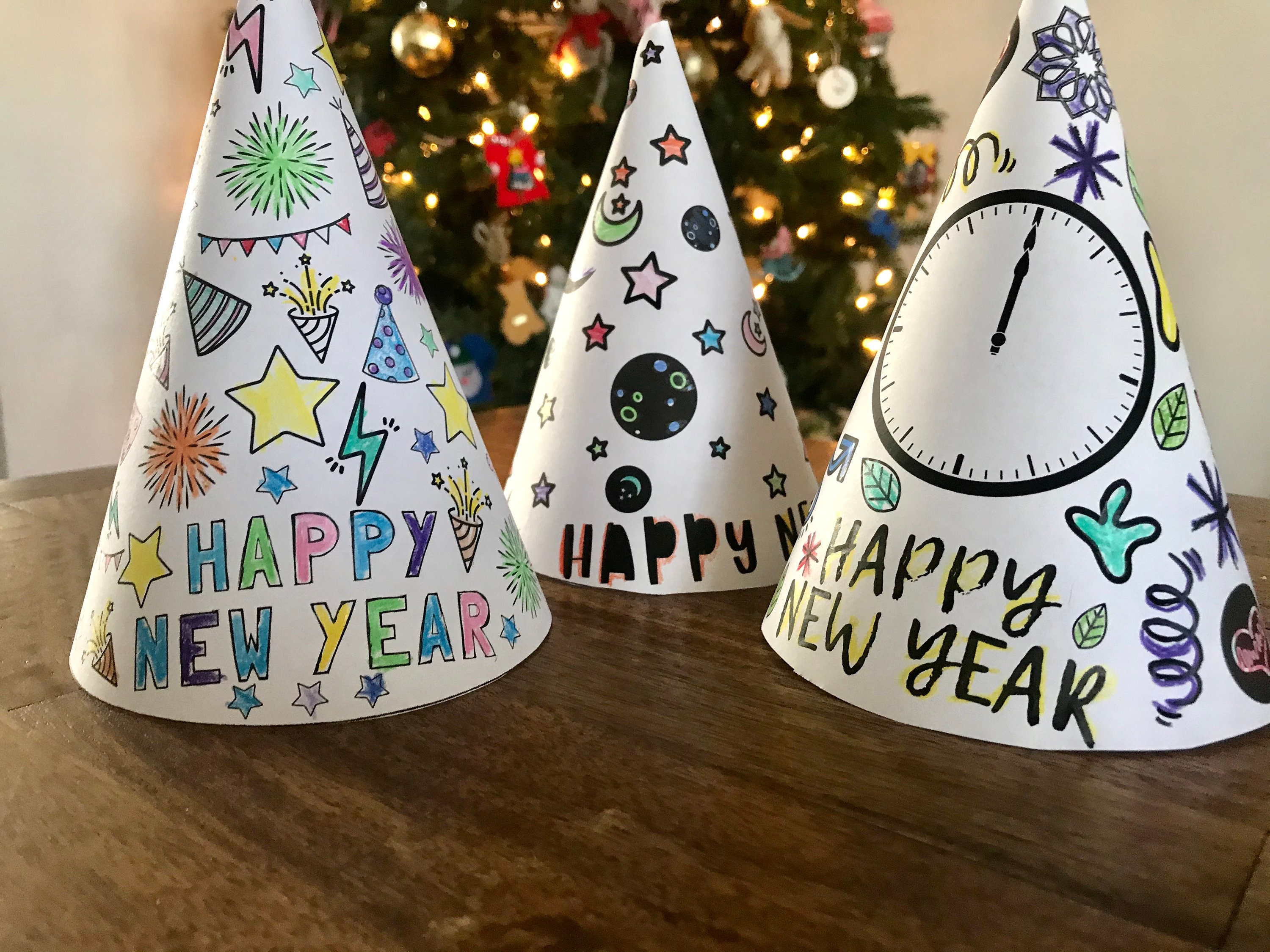 3 New Years Eve Kid's Party Hats, Printable Kids New Years Hats, Kids ...