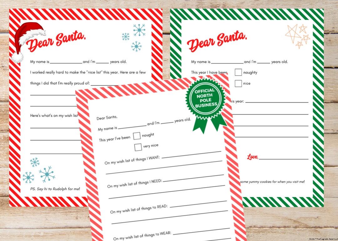 Plantillas de Carta a Santa, Imprimibles de Carta a Santa, Plantilla de ...