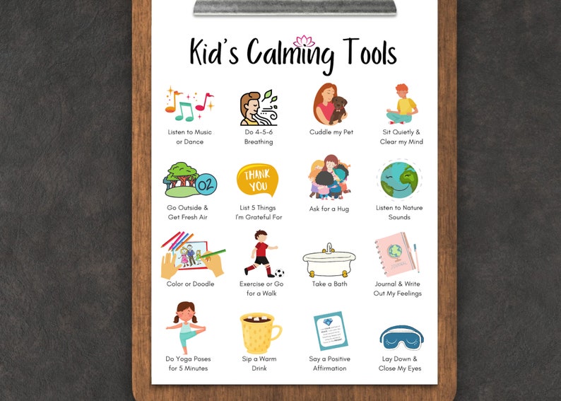 Kids Calm Tools Poster, Adult Calming Tools, Poster for Anxious Kids ...