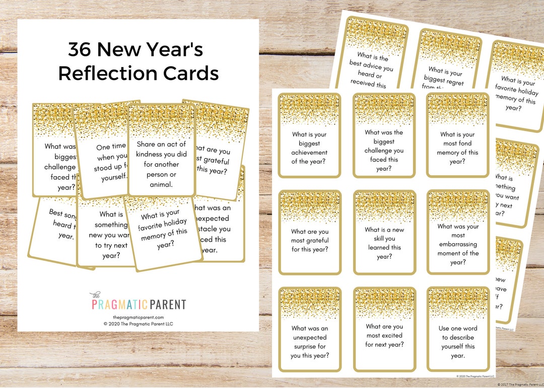 36 New Year's Reflection Cards, Conversation Cards, Family Conversation ...