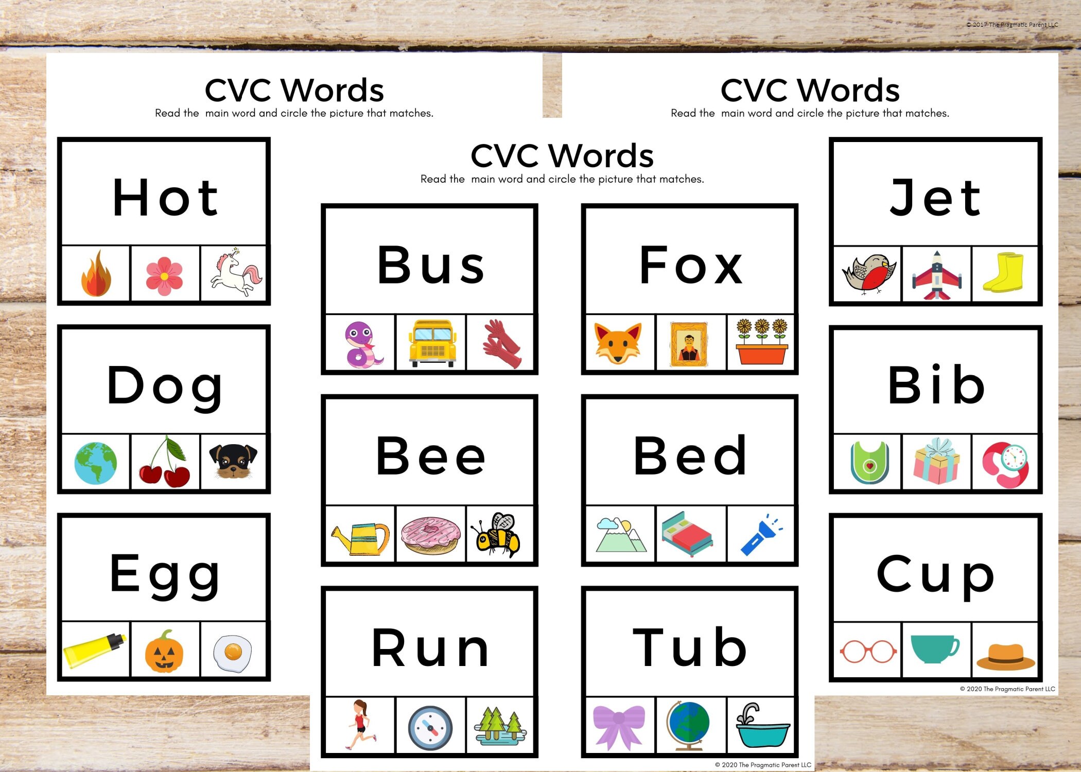 CVC Word Cards, Learning to Read, Kindergarten Worksheet, Homeschool ...
