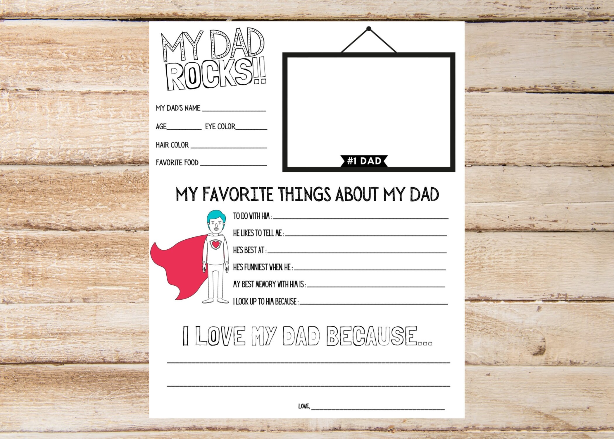 Father's Day Printable, Father's Day Question Printable for Kids ...