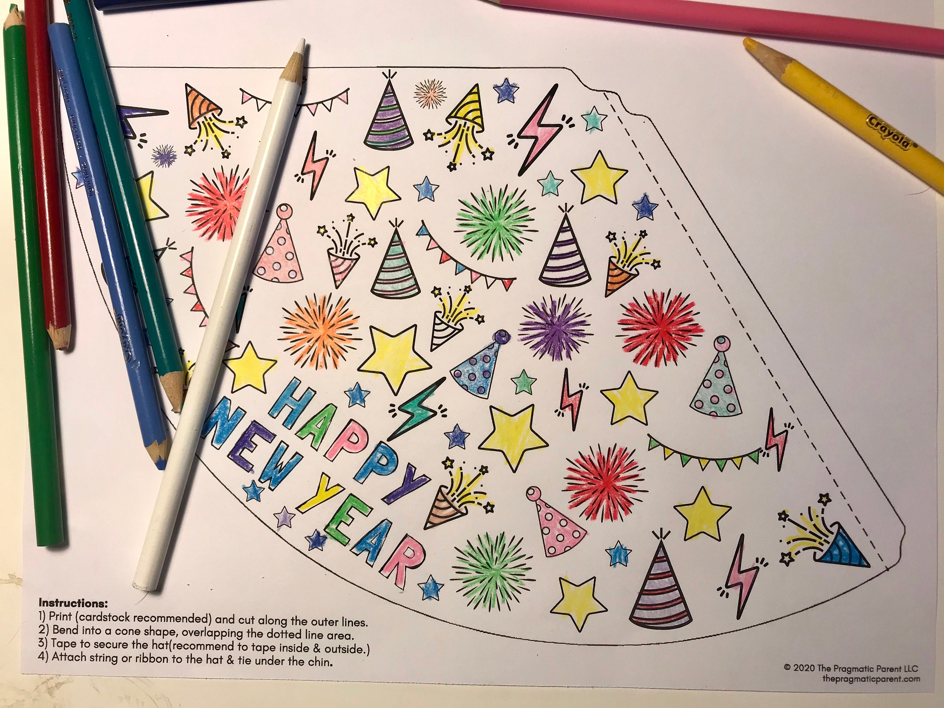 3 New Years Eve Kid's Party Hats Printable Kids New Years - Etsy