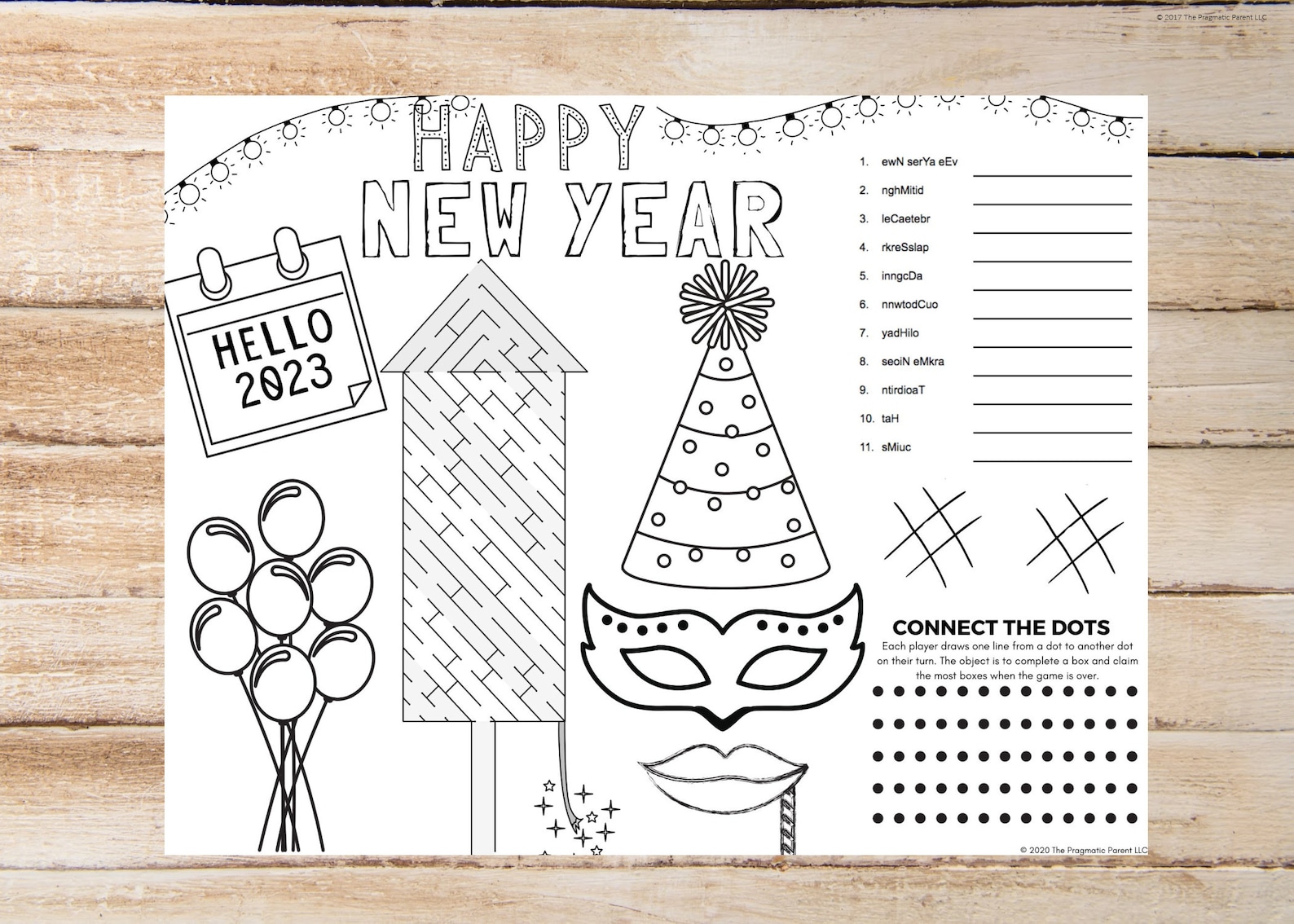 2 New Years Eve Kid's Placemat & Activity Sheets Kids New - Etsy