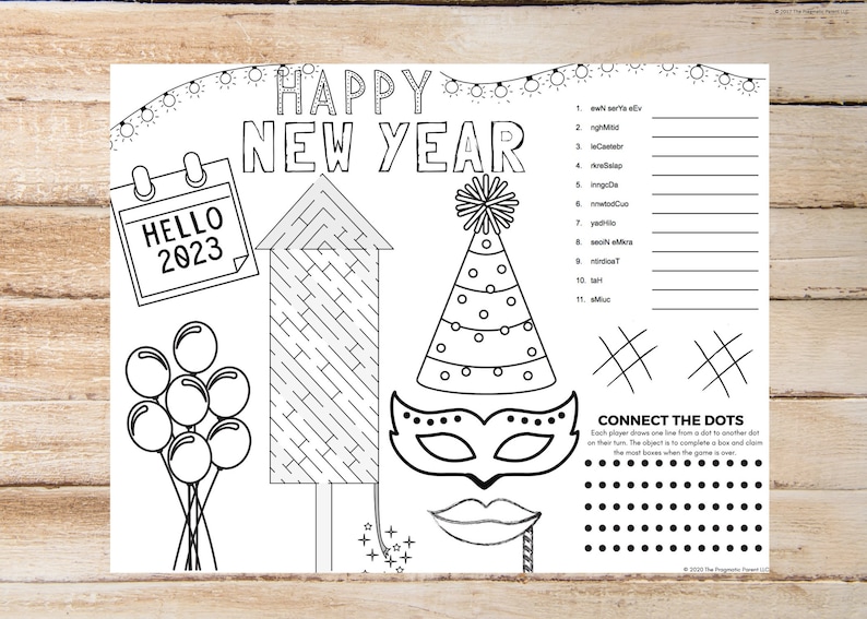 2 New Years Eve Kid's Placemat & Activity Sheets Kids New - Etsy