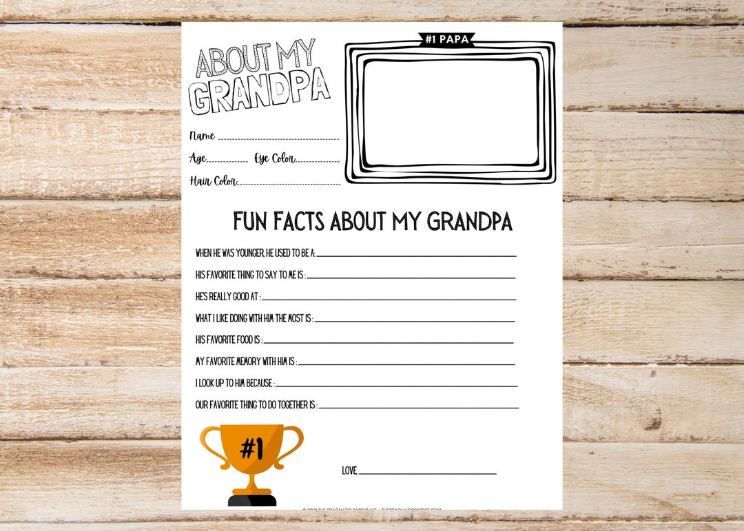 Grandpa Father's Day Printable, Grandpa Father's Day Question Printable ...